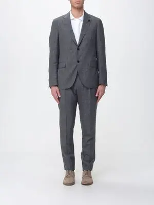 LARDINI Single-breasted Wool And Silk Suit - Charcoal