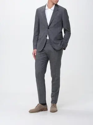 LARDINI Single-breasted Wool And Silk Suit - Charcoal