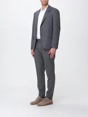 LARDINI Single-breasted Wool And Silk Suit - Charcoal