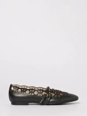 COCCINELLE Laser Cut Ballet Flats - Black