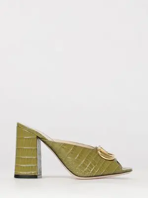 Valentino Garavani Vlogo Signature Crocodile Print Leather Mules - Green