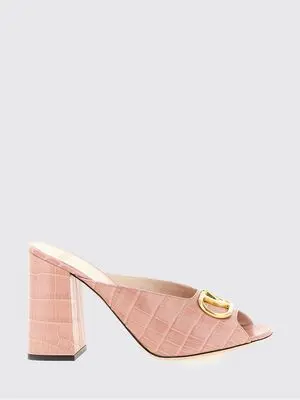 Valentino Garavani Vlogo Signature Crocodile Print Leather Mules - Pink