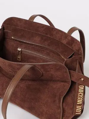 Moschino Sueded Synthetic Leather Shoulder Bag - Brown