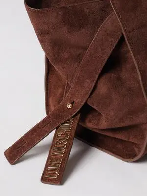 Moschino Faux Suede Shoulder Bag - Cocoa