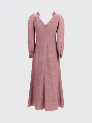 Alessandra Rich Polka Dot Embellished Silk Shirt Dress - Violet
