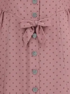 Alessandra Rich Polka Dot Embellished Silk Shirt Dress - Violet