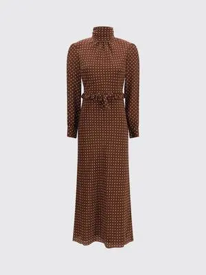 Alessandra Rich Polka Dot Silk Midi Dress