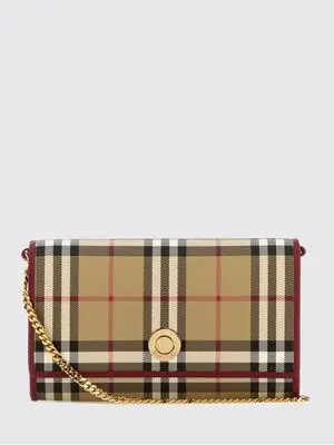 Burberry Check Coated Cotton Wallet On Chain With Chain Strap