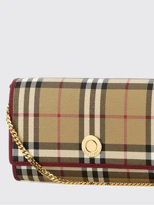 Burberry Check Coated Cotton Wallet On Chain With Chain Strap