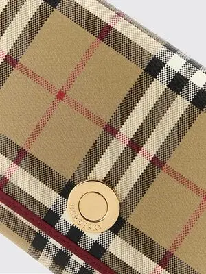 Burberry Check Coated Cotton Wallet On Chain With Chain Strap