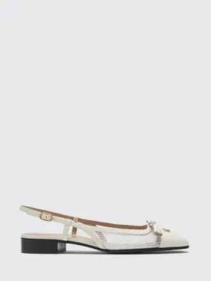 Valentino Garavani Valet Du Roi Leather And Mesh Nylon Slingback Ballerinas - Ivory