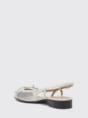 Valentino Garavani Valet Du Roi Leather And Mesh Nylon Slingback Ballerinas - Ivory