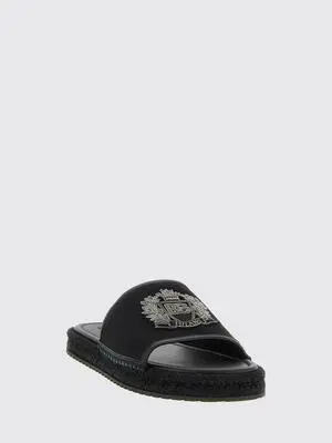 Dolce & Gabbana Cotton Canvas Sliders With Embroidered Patch - Black
