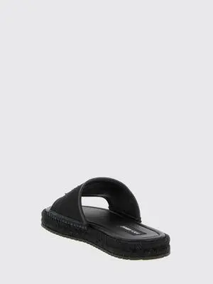 Dolce & Gabbana Cotton Canvas Sliders With Embroidered Patch - Black