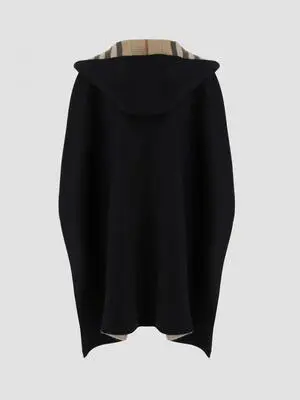 Burberry Hooded Cape With Classic Check Lining