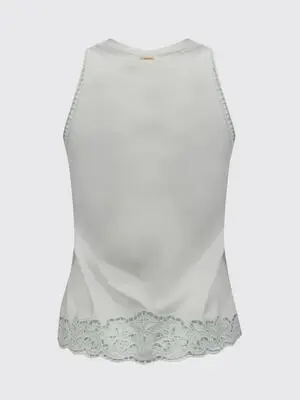 TWINSET Sleeveless Cotton Top With Embroidery - Water