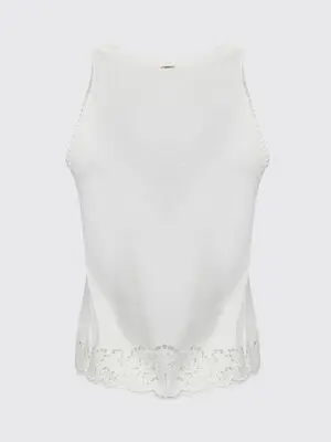 TWINSET Sleeveless Cotton Top With Embroidery - White