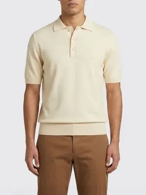 ZANONE Cotton Knit Polo Shirt Beige