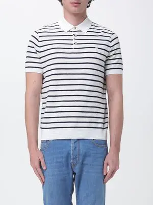 Polo Ralph Lauren Striped Knitted Polo Shirt With Logo - White