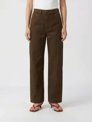 LEMAIRE Wide Leg Cotton Trousers - Cocoa