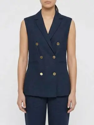 Max Mara Double-breasted Linen Vest - Blue