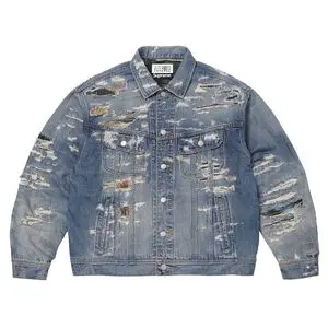 Supreme X Mm6 Maison Margiela Distressed Denim Trucker Jacket - Blue