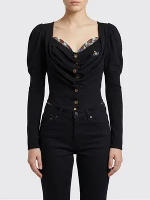 VIVIENNE WESTWOOD Black Sweater With Tartan Detail - Red