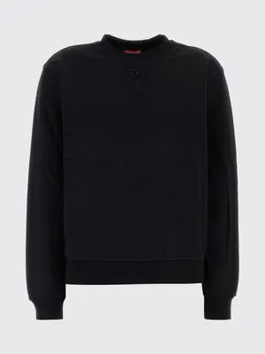 DIESEL® Two-tone Cotton Crewneck Sweatshirt With Embroidered Oval D Logo And Dropped Shoulders - Black