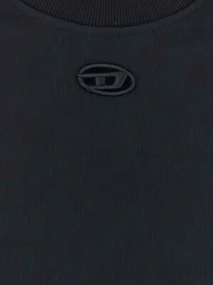 DIESEL® Two-tone Cotton Crewneck Sweatshirt With Embroidered Oval D Logo And Dropped Shoulders - Black
