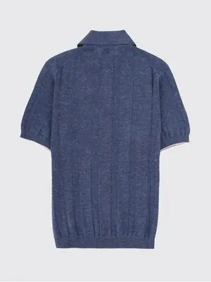 Brunello Cucinelli Cotton Knit Polo Shirt - Blue