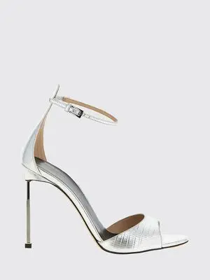 TOM FORD Tejus Laminated Lizard Print Leather Stiletto Sandals - Silver
