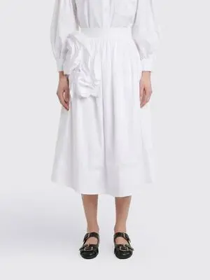 Simone Rocha Cotton Midi Skirt With Maxi Flower Detail - White