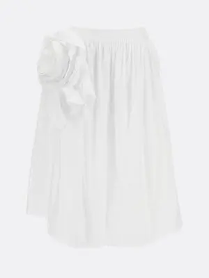Simone Rocha Cotton Midi Skirt With Maxi Flower Detail - White