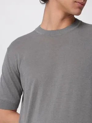 ZANONE Crew Neck Short Sleeve Pullover In Linen And Cotton Blend - Grey 1