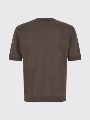 ZANONE Crew Neck Short Sleeve Pullover In Linen And Cotton Blend - Grey