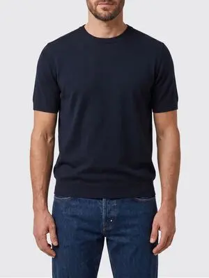 ZANONE Cotton Crew Neck Pullover With Short Sleeves - Blue