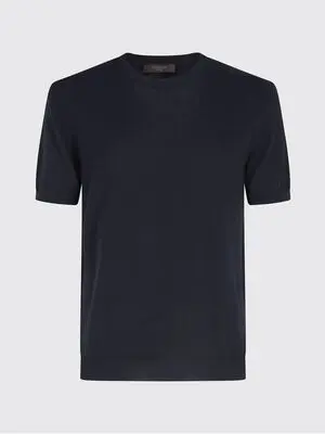 ZANONE Cotton Crew Neck Pullover With Short Sleeves - Blue