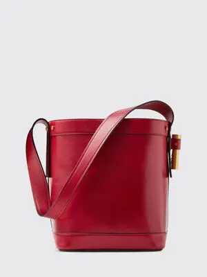 Versace Leather Pivot Bucket Bag - Red