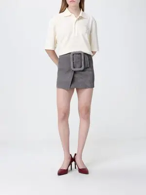 AMI Paris Suede Mini Skirt With Maxi Buckle - Grey