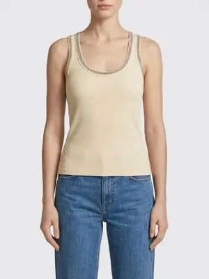 Patrizia Pepe Cotton Blend Tank Top With Rhinestone Embellishments - Ivory