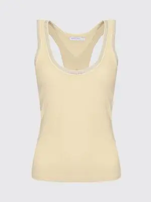 Patrizia Pepe Cotton Blend Tank Top With Rhinestone Embellishments - Ivory