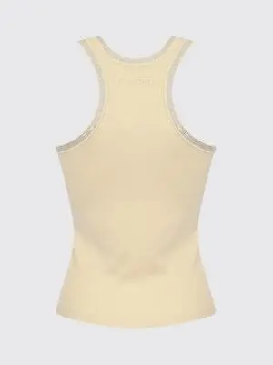 Patrizia Pepe Cotton Blend Tank Top With Rhinestone Embellishments - Ivory