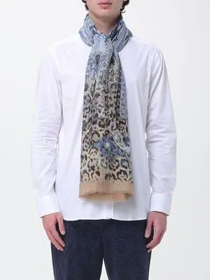 Etro Paisley Animal Print Cotton Scarf - Blue