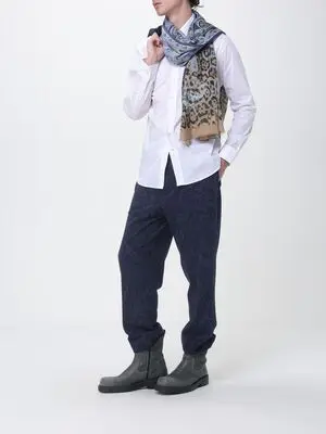 Etro Paisley Animal Print Cotton Scarf - Blue