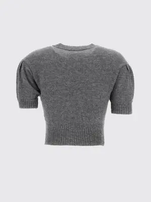 Simone Rocha Ribbed Cropped Sweater With Bow Detail - Grey