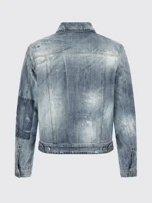 Dsquared2 Bleached Denim Jacket With Embroidered Logo