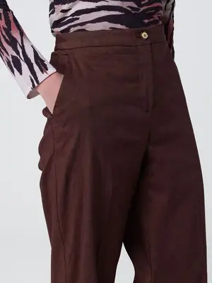 Pinko Linen Blend Wide Leg Palazzo Trousers - Brown