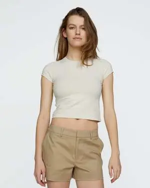 ATM Anthony Thomas Melillo Striped Stretch Cotton Cropped T-shirt - Macadamia Multi