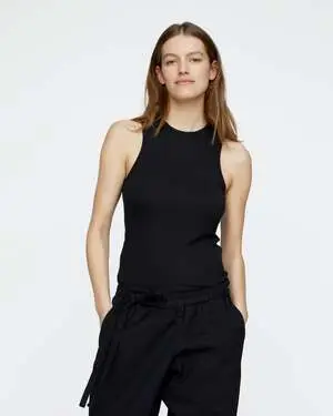 ATM Anthony Thomas Melillo Modal Rib Racer Tank Top - Black