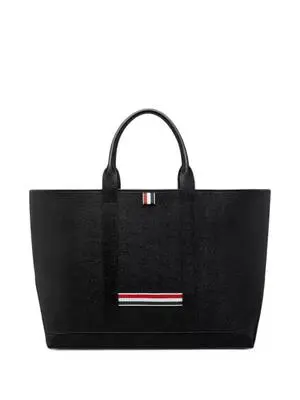 Thom Browne Calfskin Leather Medium Tote Bag - Black
